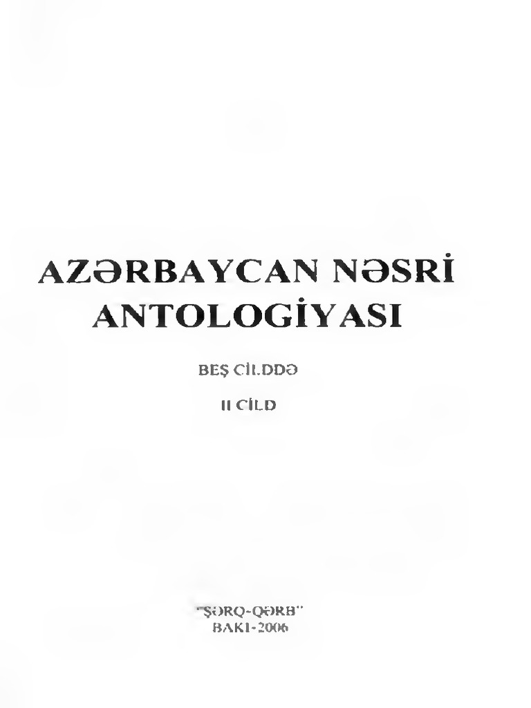 Azerbaycan Nesri Antologiyasi II Cild | PDF