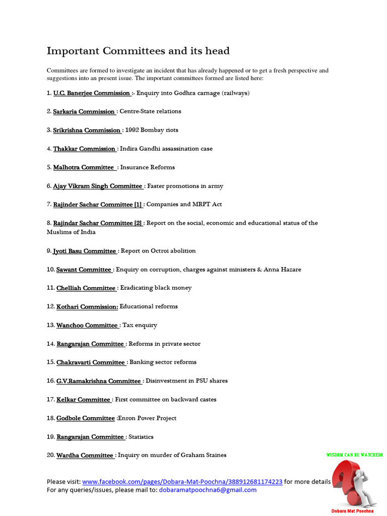 Important Committees | PDF