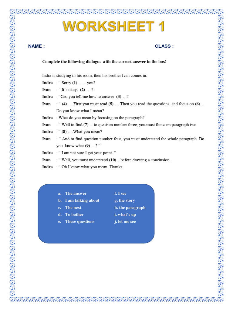 Worksheet Attention | PDF