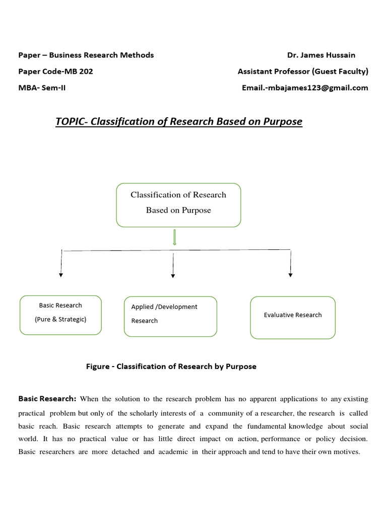 Classification of Research Purposes | PDF | Knowledge | Theory