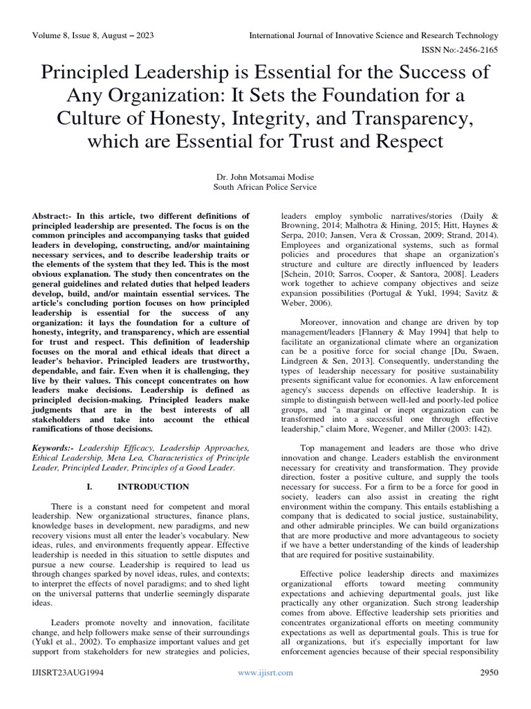 Principled Leadership is Essential for the Success of Any Organization ...