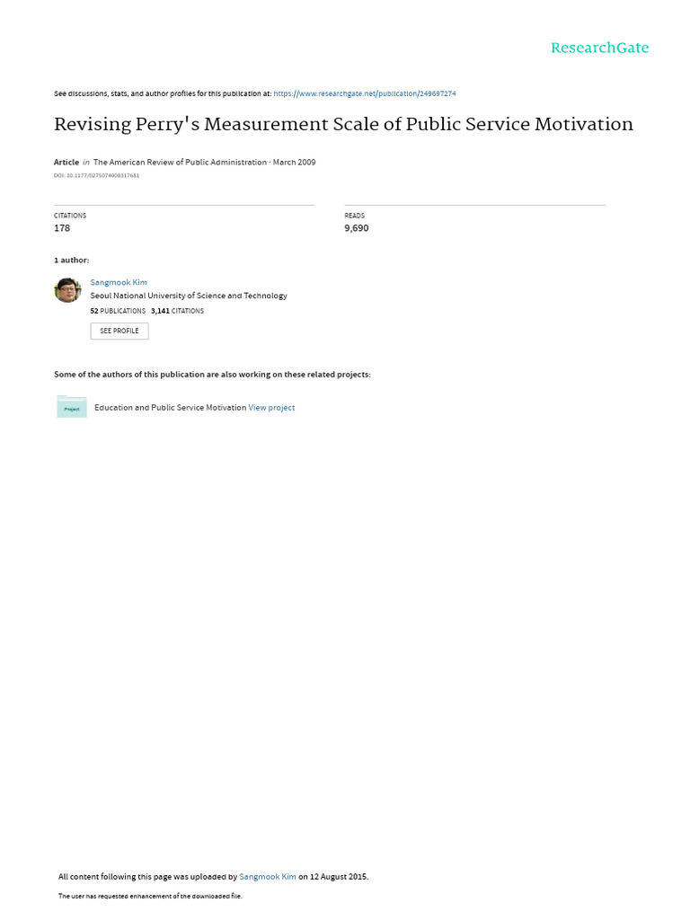 Revising Perry's Measurement Scale of PSM | PDF | Career & Growth ...