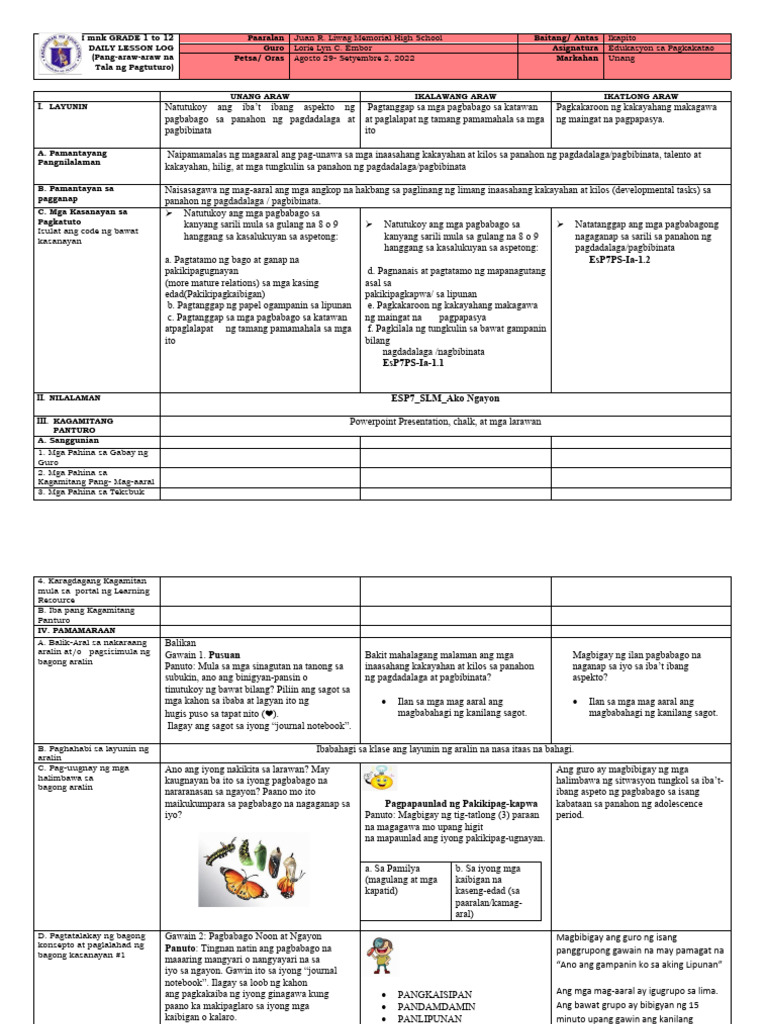 Q1 Esp7 DLL W2 | PDF
