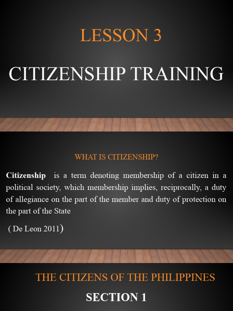 Lesson 3 Citizenship Training (1) | PDF | Naturalization | Governance