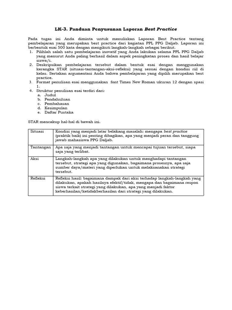 LK. 3.1 Penyusunan Hasil Best Practice | PDF