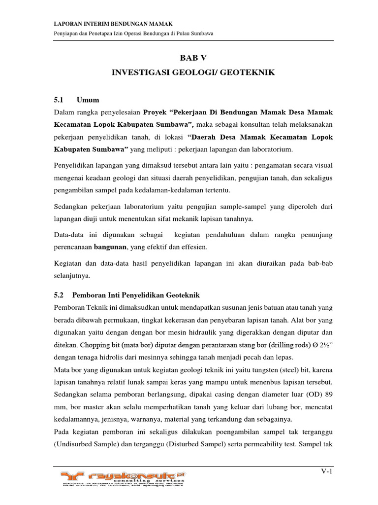 Investigasi Geologi Bendungan Mamak Sumbawa | PDF