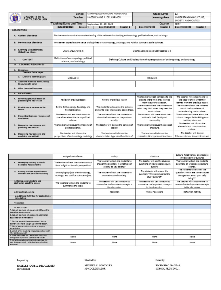 DLL - UCSP Week 4 | PDF