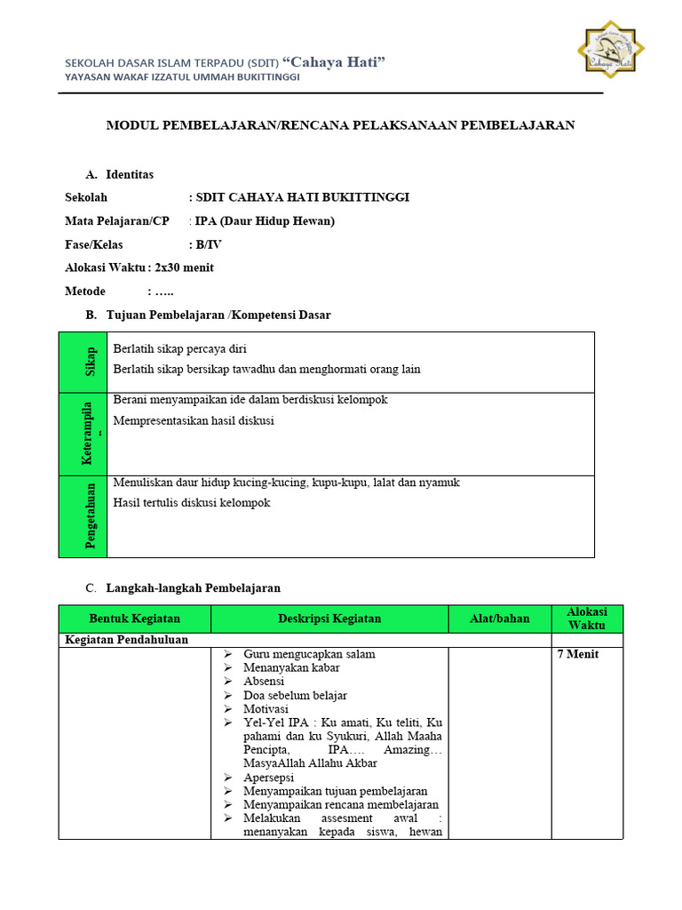 Contoh Modul Ajar 1 | PDF