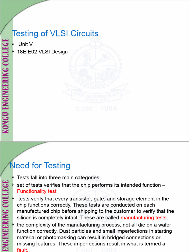 Testing Unit V VLSI | PDF | Integrated Circuit | Logic Gate
