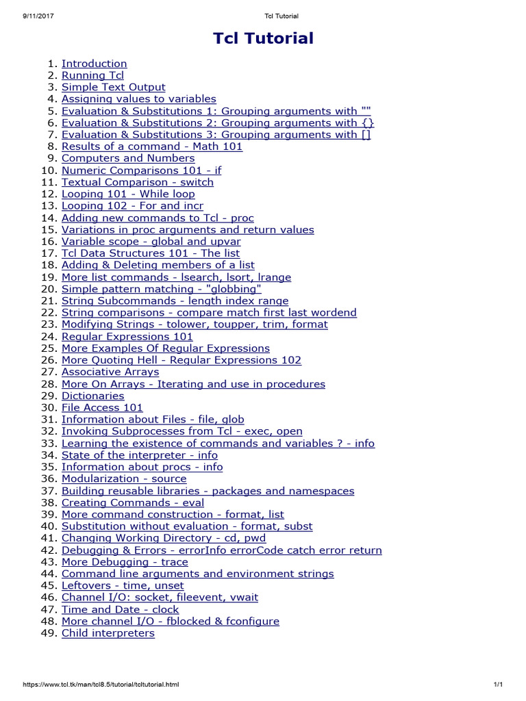 Tcl Tutorial 1 Pdf Parameter Computer Programming Computing 5538