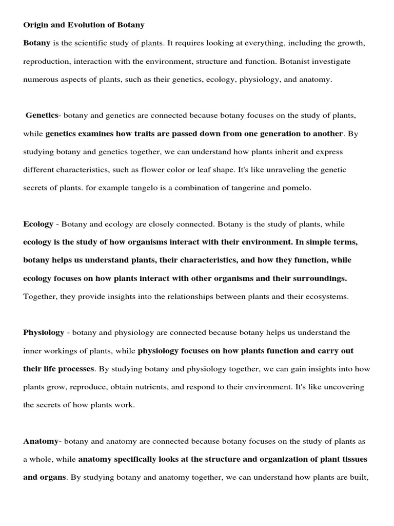 Botany: History, Evolution, and Adaptations | PDF | Botany | Plants