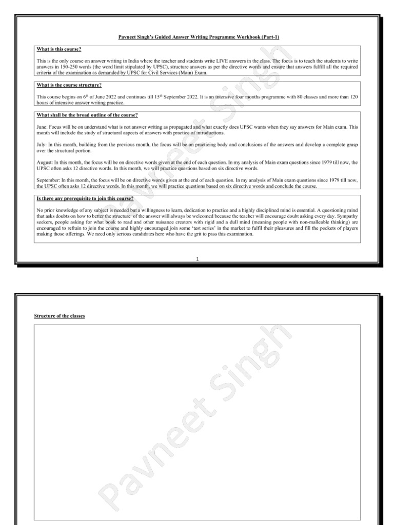 Guided Answer Writing Programme | PDF