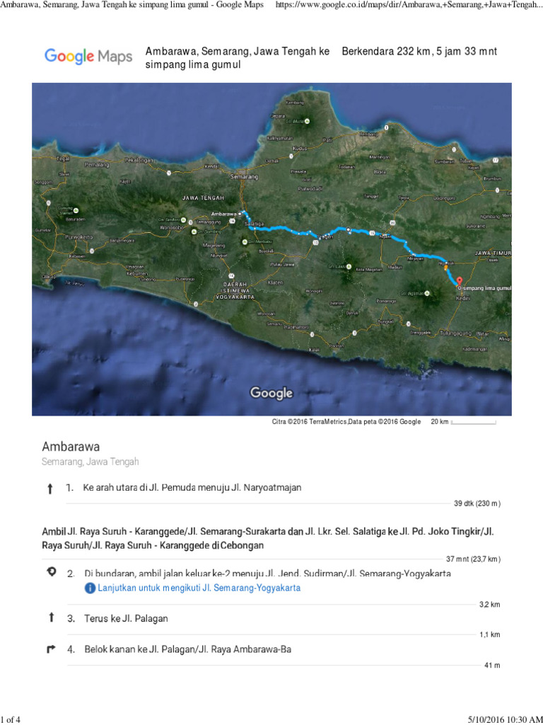 Ambarawa, Semarang, Jawa Tengah Ke Simpang Lima Gumul - Google Maps | PDF