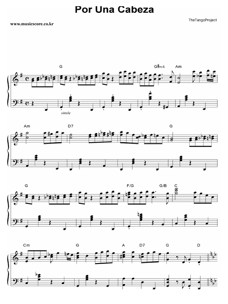 Por Una Cabeza - Chords | PDF