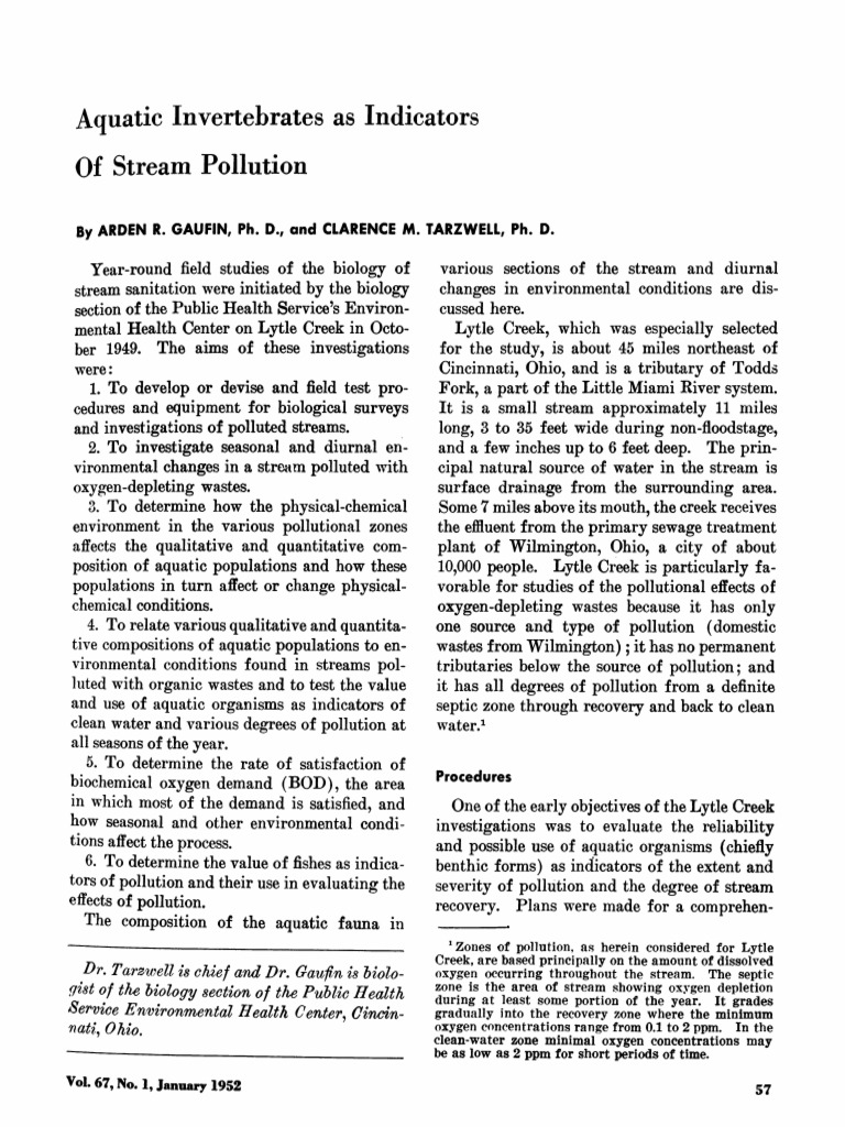 Aquatic Invertebrates As Indicators | PDF | Water | Stream
