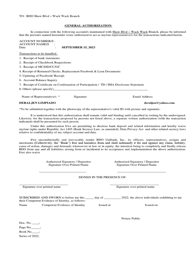 General Authorization Form Scribd Pdf