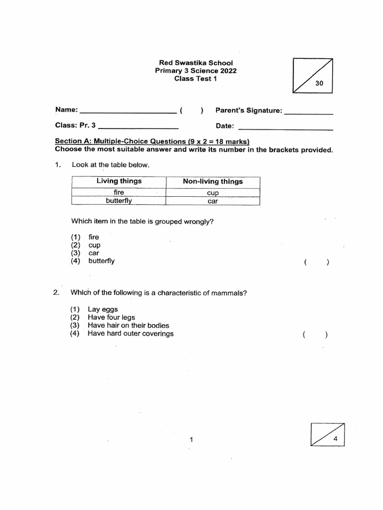 P3 Science 2022 RedSwastika CT12 Papers | PDF