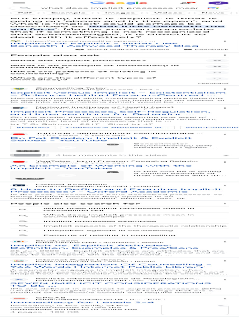 What Does Implicit Processes Mean in Counselling - Google Search | PDF ...