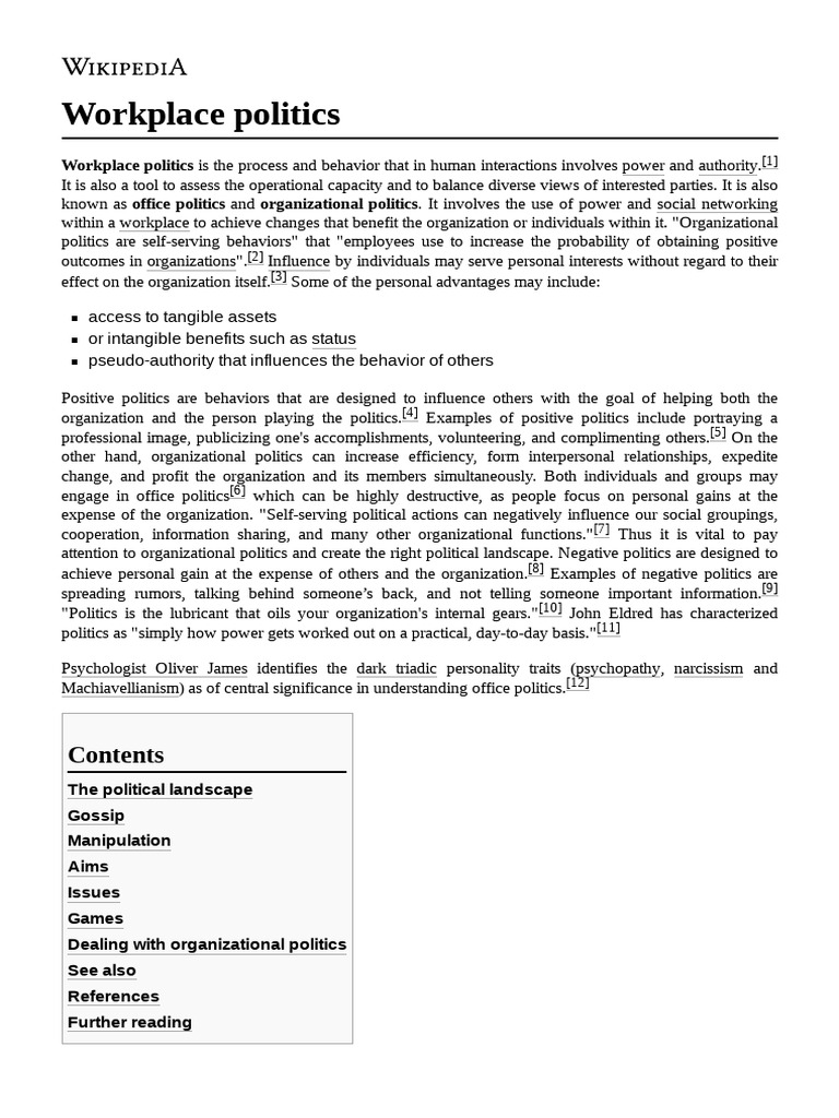Workplace Politics | PDF | Organizational Behavior | Social Psychology