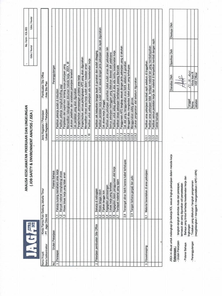 Jsea Jci So 001 Pembuatan Site Office | PDF
