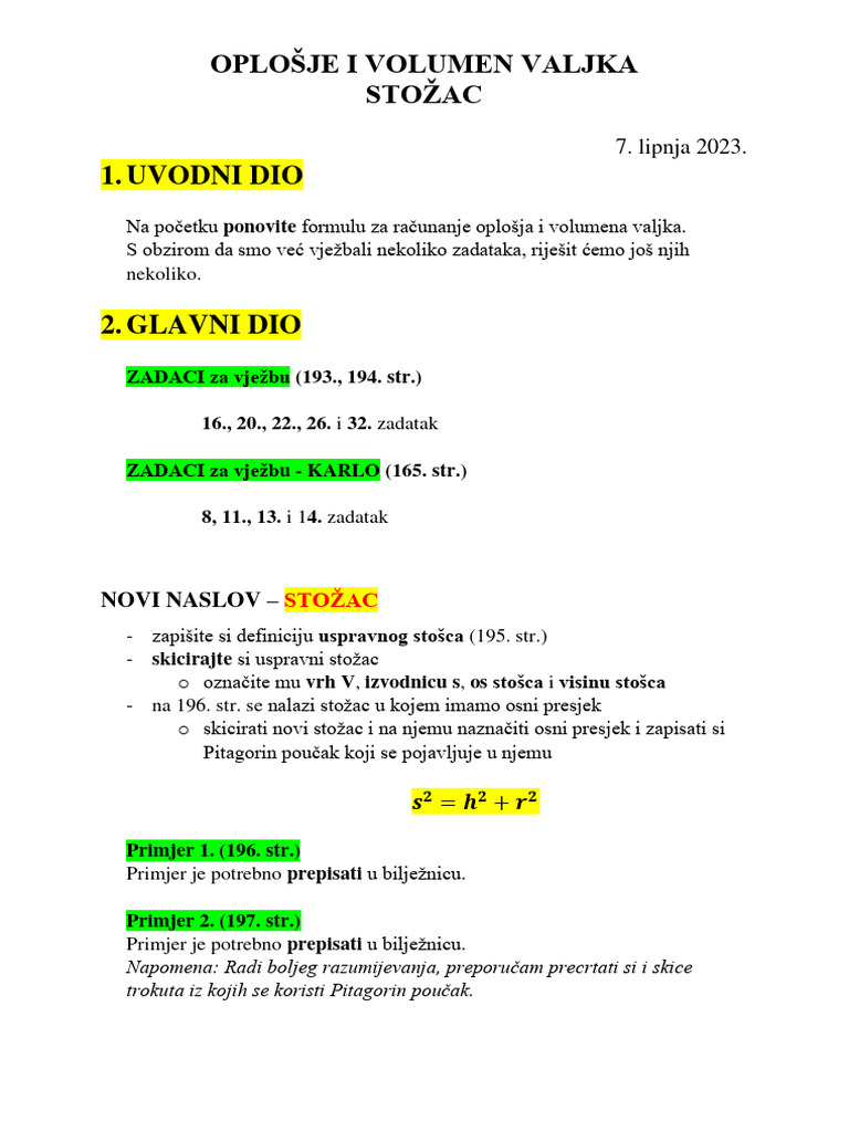 2. Valjak i stožac - 7. lipnja 2023. | PDF