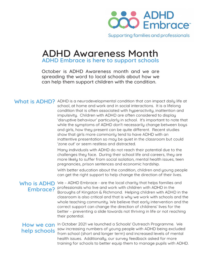 ADHD Awareness Month October 2022 | PDF | Attention Deficit ...
