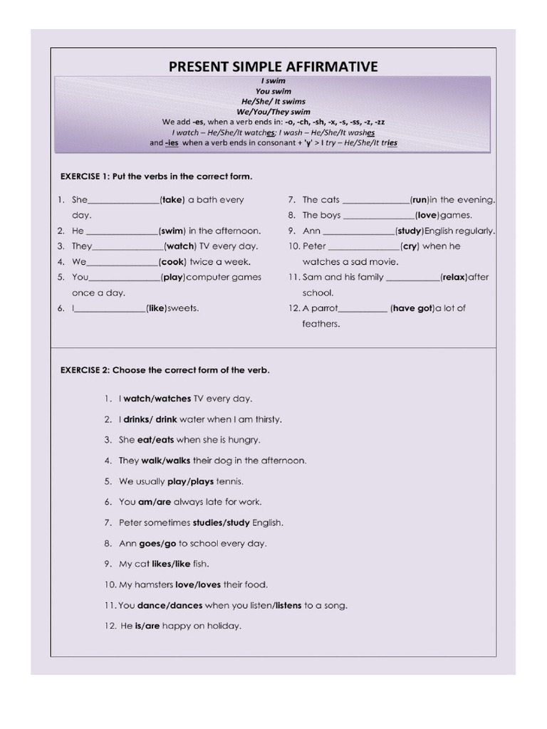 Present Simple Affirmative | PDF