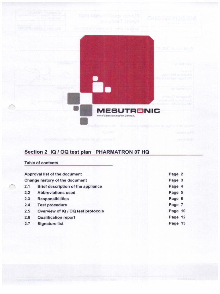 Section 2 IQ-OQ Test Plan | PDF