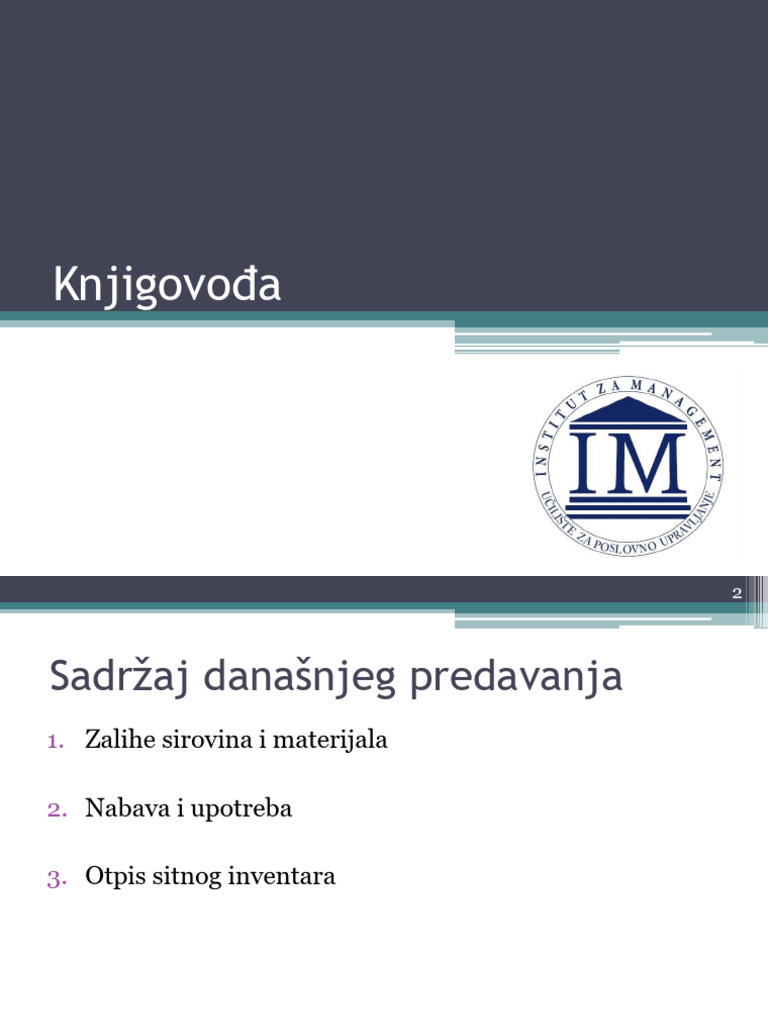 9. predavanje- zalihe sirovina i materijala, nabava, otpis | PDF