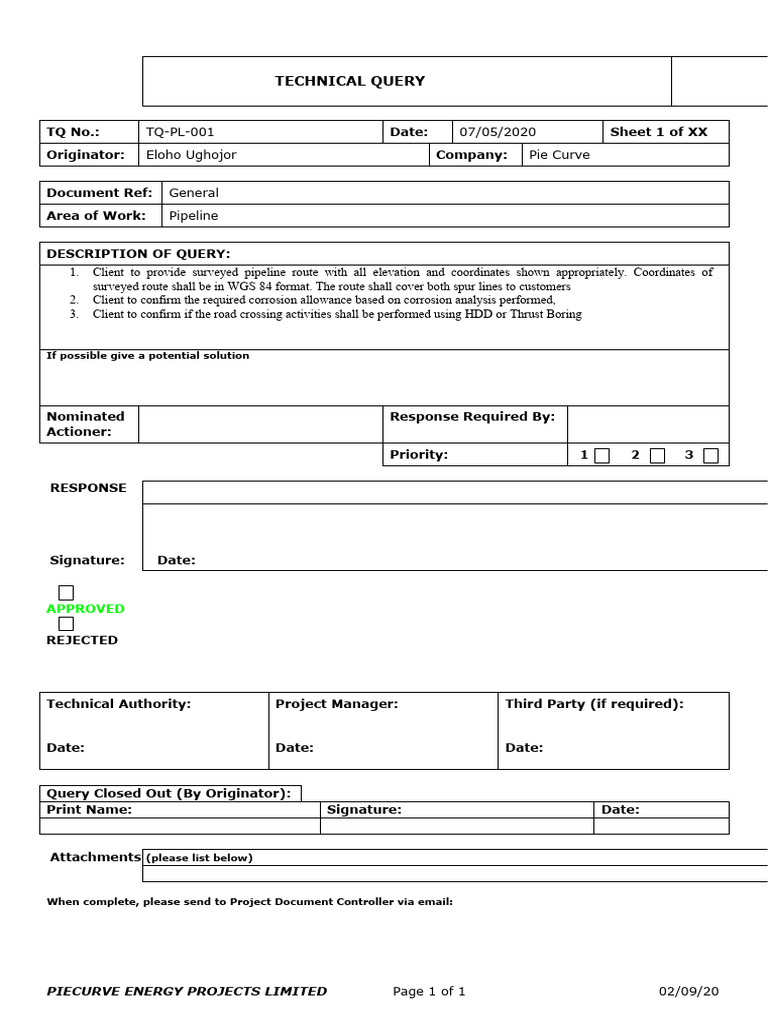 Pipeline Technical Query Details | PDF