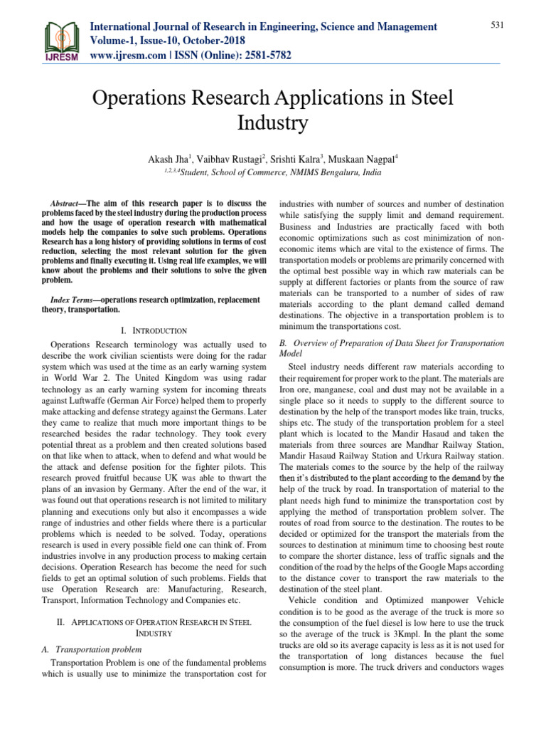 Ijresm V1 I10 142 | PDF | Mathematical Optimization | Operations Research