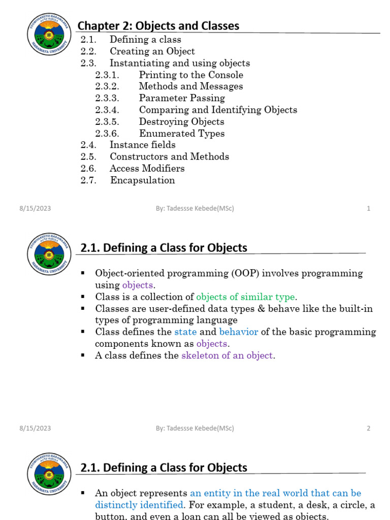 OOP Chapter 2 | PDF | Method (Computer Programming) | Class (Computer Programming)