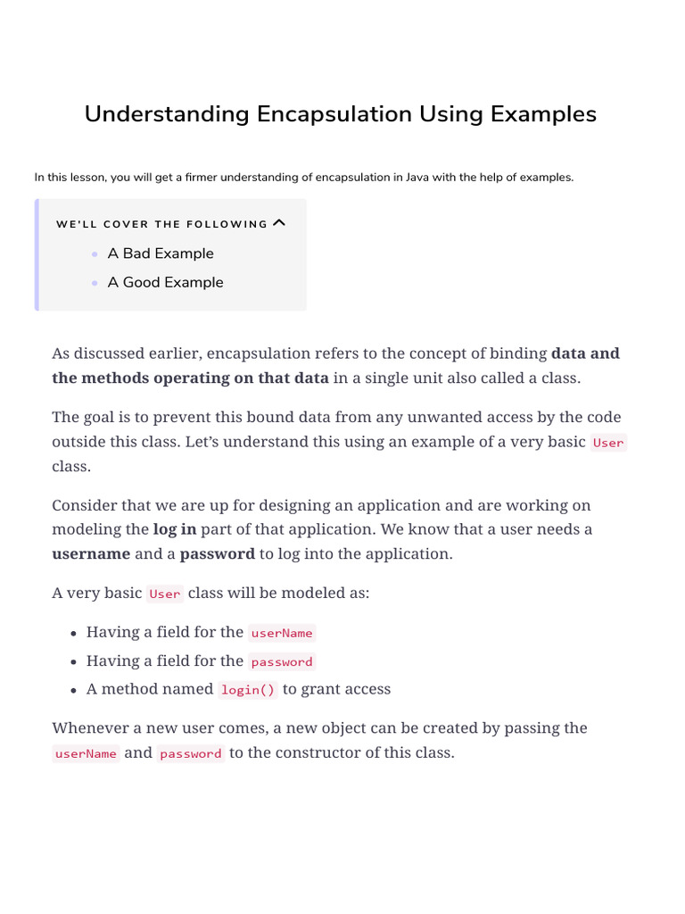 21 Understanding Encapsulation Using Examples | PDF | User (Computing) | Class (Computer ...