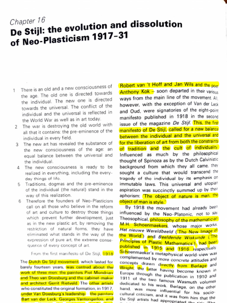 De Stijl The Evolution and Dissolution of Neo Plasticism by Frampton | PDF