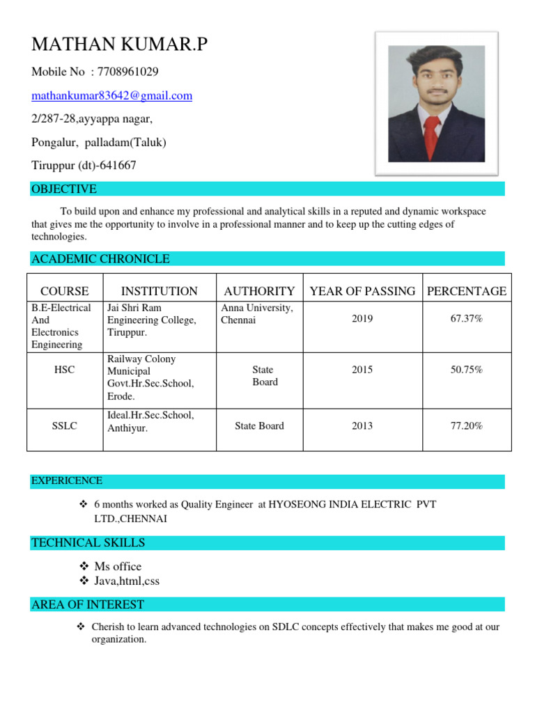 MATHAN KUMAR Resume | PDF MATHAN KUMAR Resume | PDF