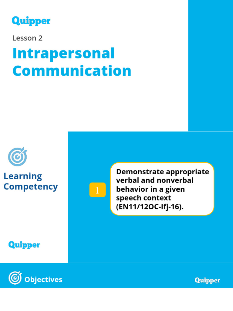 Oral Communication Unit 4 Lesson 2 Intrapersonal Speech Context | PDF | Communication | Cognition