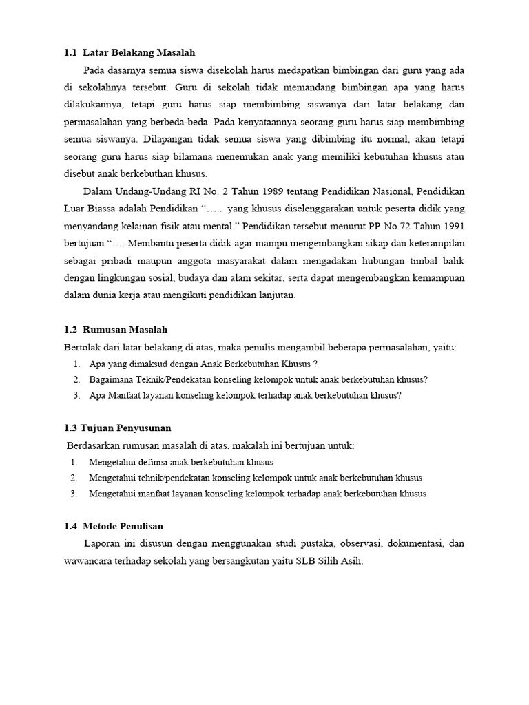 Dokumen Laporan Layanan BK SLB | PDF