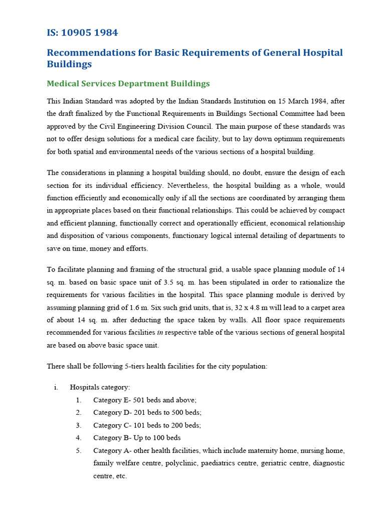 NBC Guidelines for Healthcare Facility | PDF | Hospital | Health Care