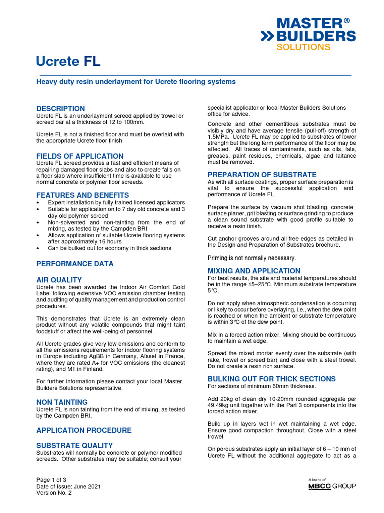 Ucrete FL TDS MBS Version 2 | PDF