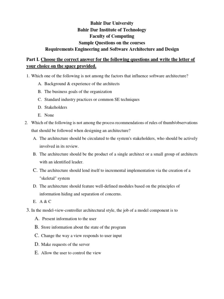 Requirement Engineering and Software Architecture and Design | PDF | Class (Computer Programming ...