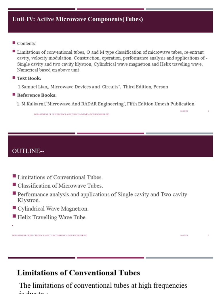 RMT Unit 4 - Active Microwave Components | PDF