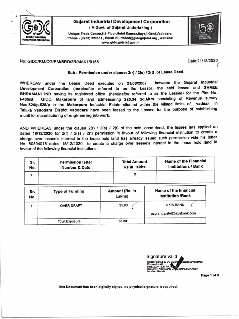 GIDC 2R Permission for Lease Transfer | PDF