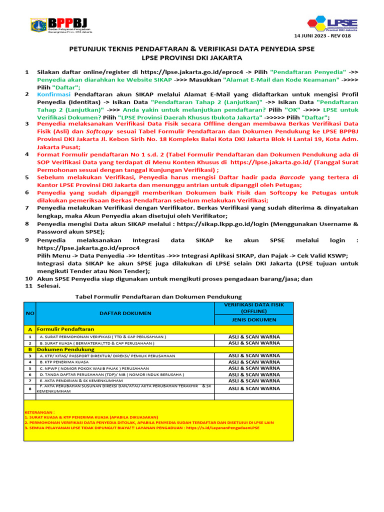 Panduan Verifikasi Data Penyedia SPSE | PDF