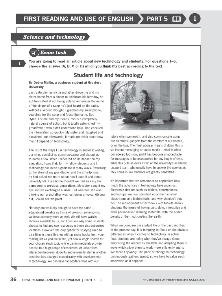 Reading part 5 worksheet 1 | PDF