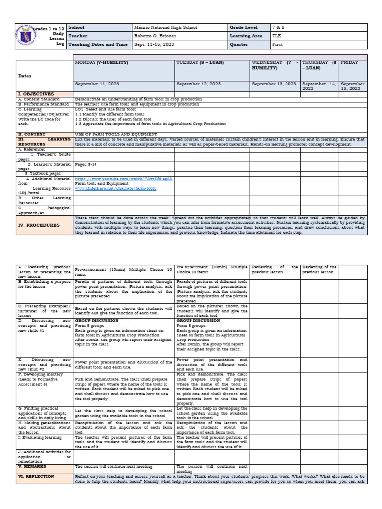 DLL Template SY 2023-2024 | PDF | Cognitive Psychology | Intelligence