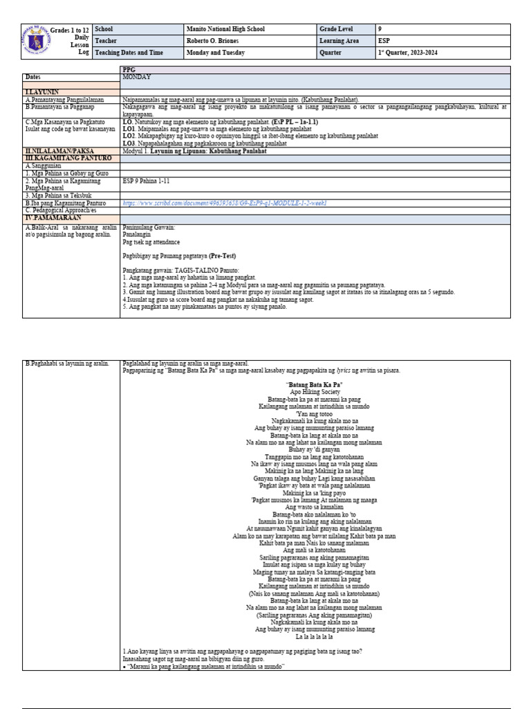 DLL Template - Fil. Version | PDF