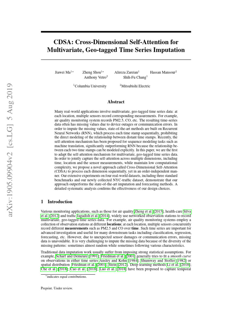 CDSA - Cross-Dimensional Self-Attention For Multivariate, Geo-Tagged ... CDSA - Cross-Dimensional Self-Attention For Multivariate, Geo-Tagged ...