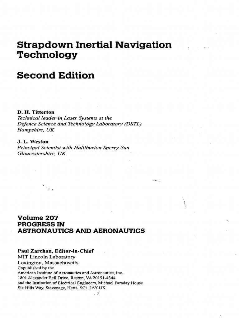 Strapdown Inertial Navigation Technology Second Edition: D. H. Titterton | PDF | Inertial ...