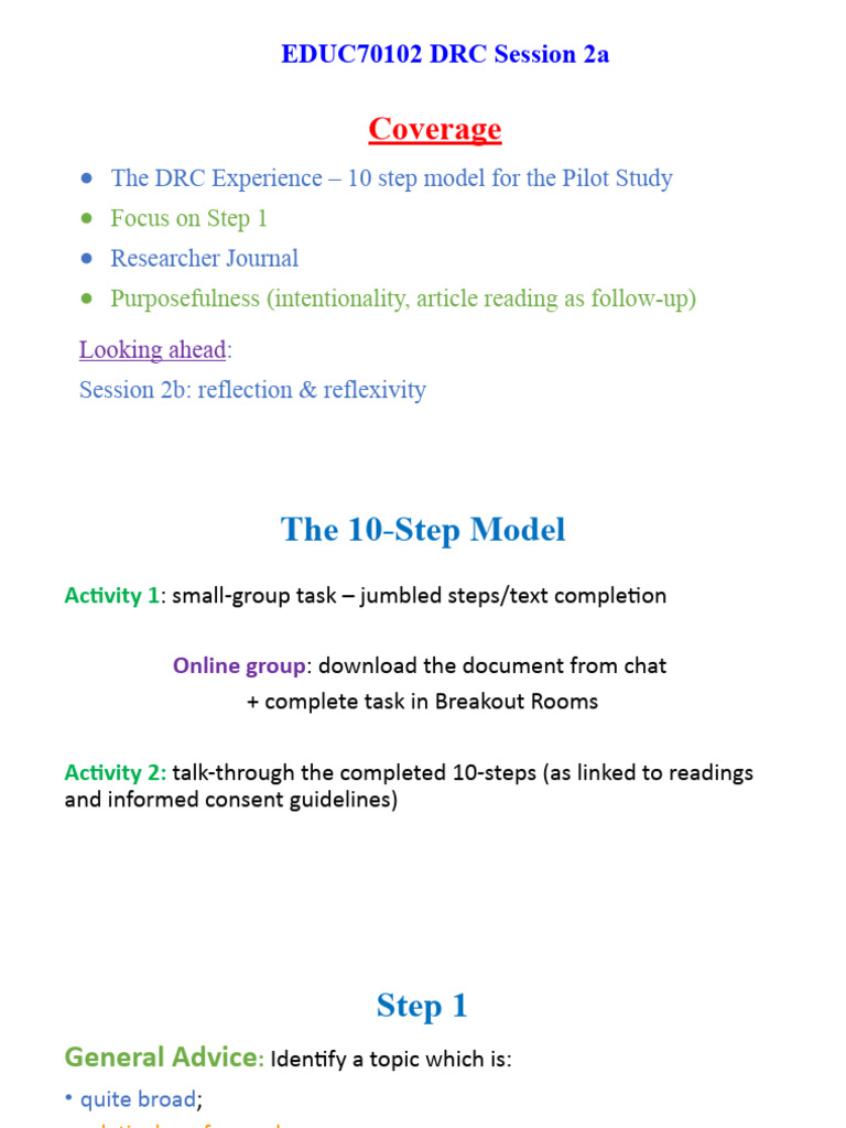 Educ70102 DRC Session 2a | PDF