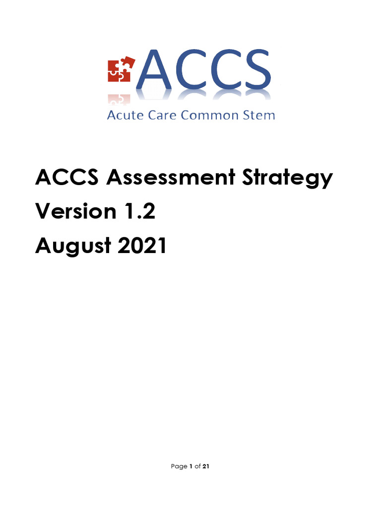 ACCS Assessment Strategy v12 2021 | PDF | Medicine | Health Care